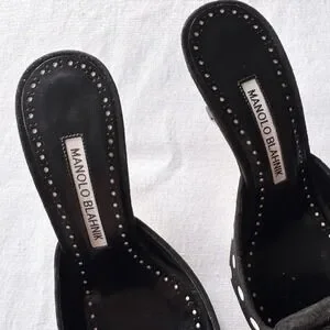 Manolo Blahnik | Shoes | Manolo Blahnik Maysale Mules 35 Black White ...